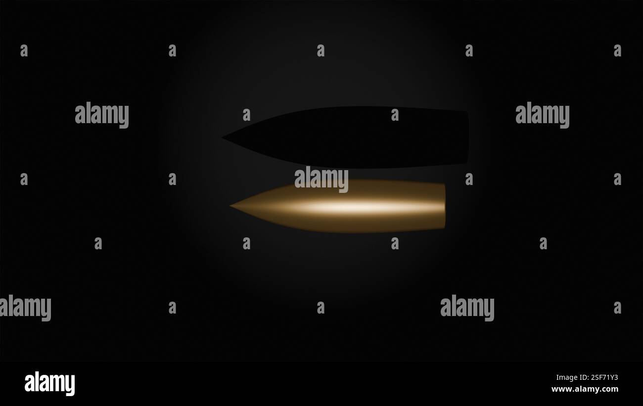 3D model of metal dust on a black background and a shadow from a bullet ...