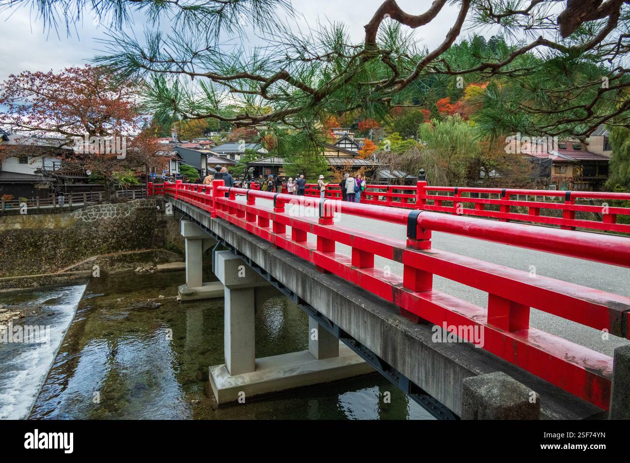 View of Red Bridge in Takayama City, Takayama, Japan Stock Photo - Alamy