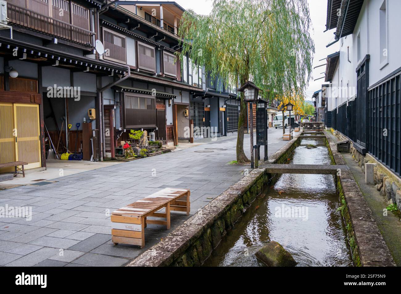 Hida Furukawa Old Town with Traditional Buildings, Japan Stock Photo ...