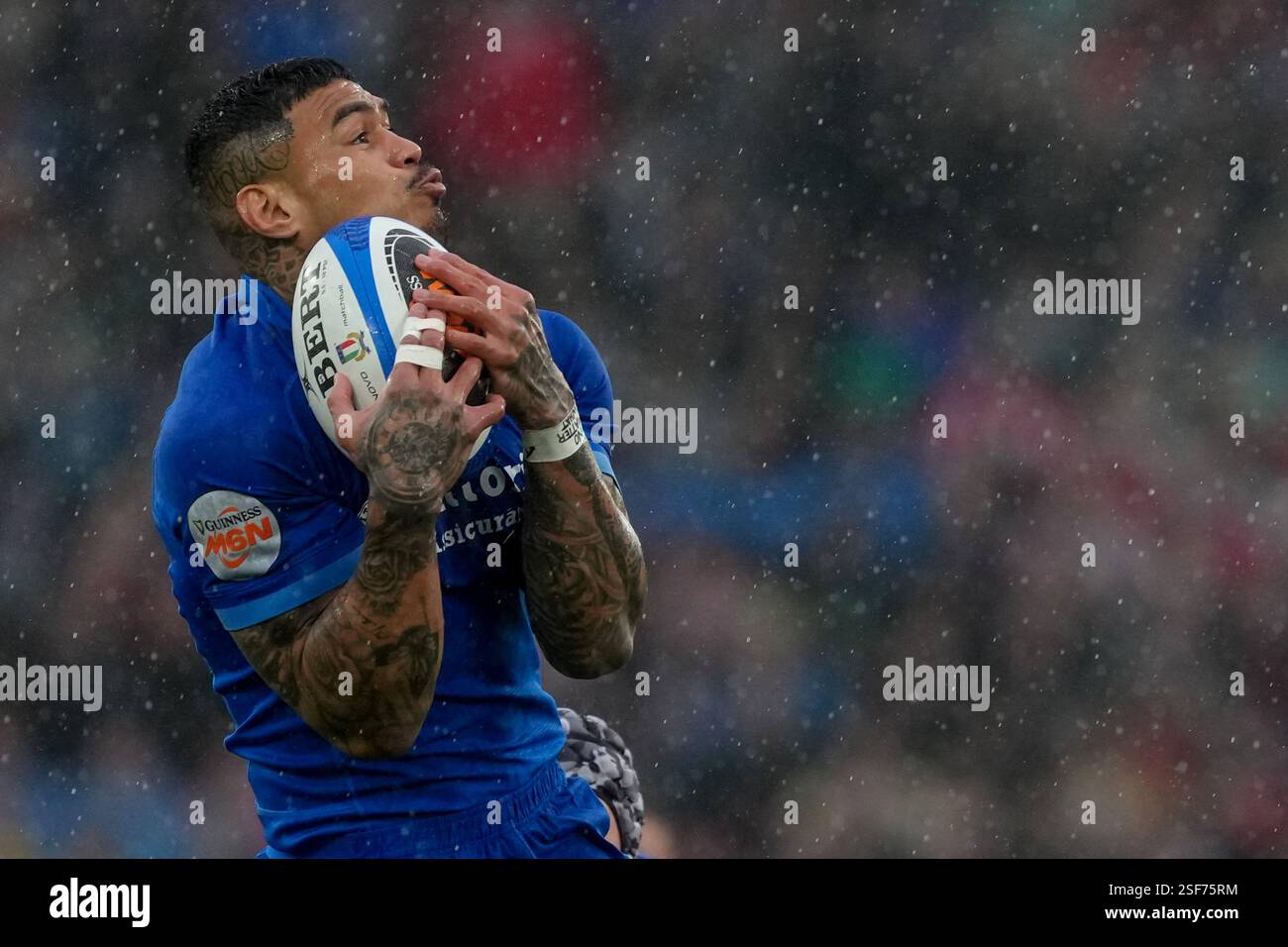 Monty Ioane of Italy during the Six Nations rugby match between Italy ...