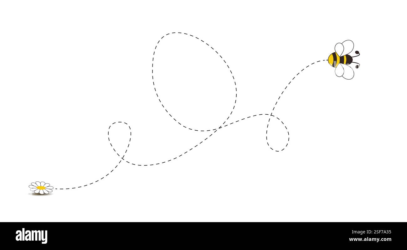 Dotted flight path of a bee in the shape of an Easter egg. Easter ...