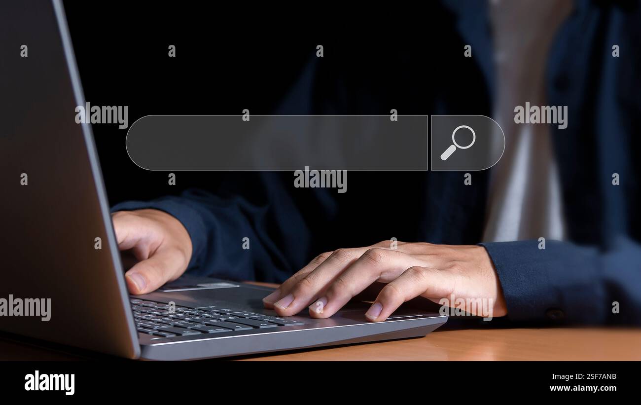 Searching the internet with a search bar working on a smartphone ...
