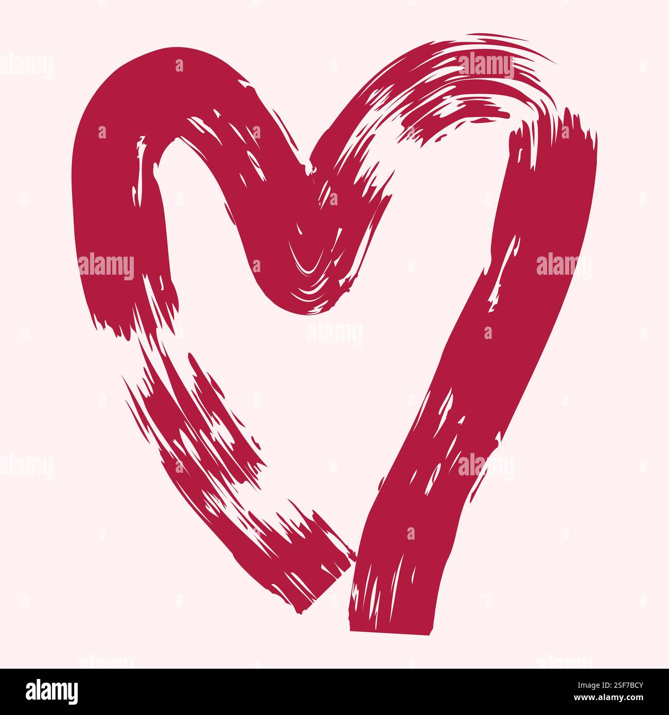 Valentine's Day heart made with a dry, rough-textured brush. Pink ...