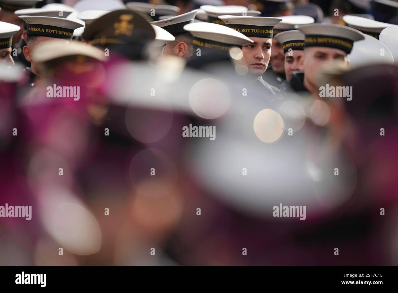 Members of the Navy attend a mass presided over by Pope Francis for the ...