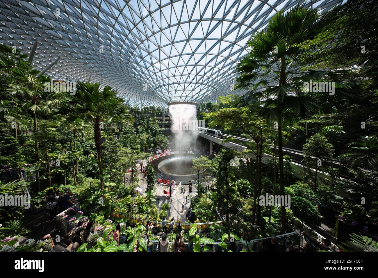 Singapore - July 4 2024: Jewel waterfall mist Changi airport, tourist ...
