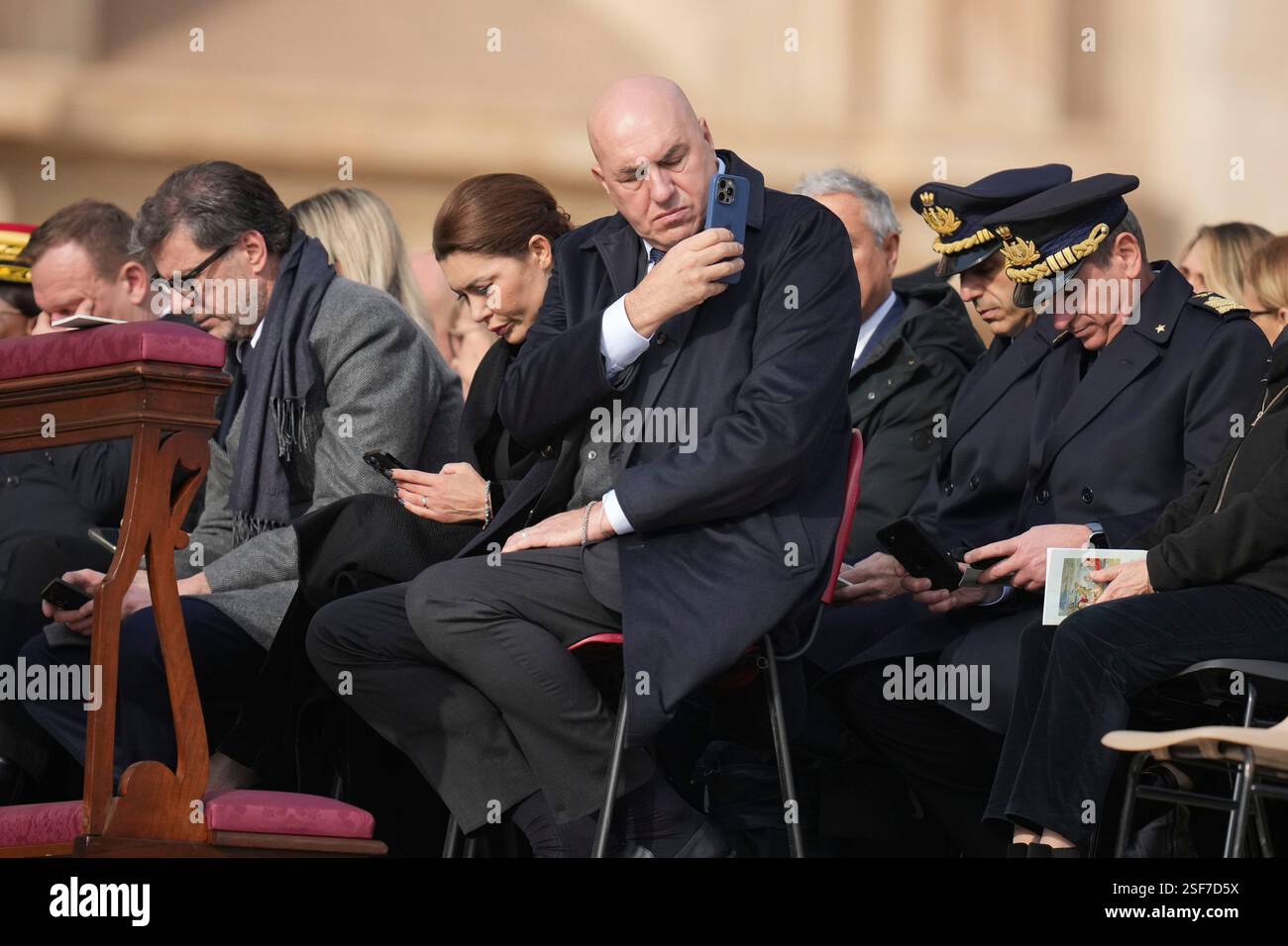 Italy's Minister of Defence Guido Crosetto attends a mass presided over ...