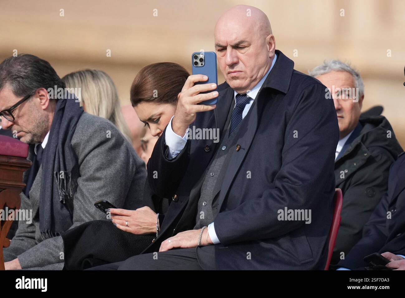 Italy's Minister of Defence Guido Crosetto attends a mass presided over ...