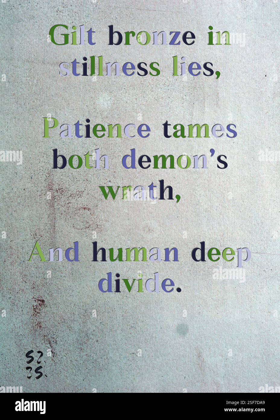 Gilt bronze in stillness lies, Patience tames both demon's wrath, And ...