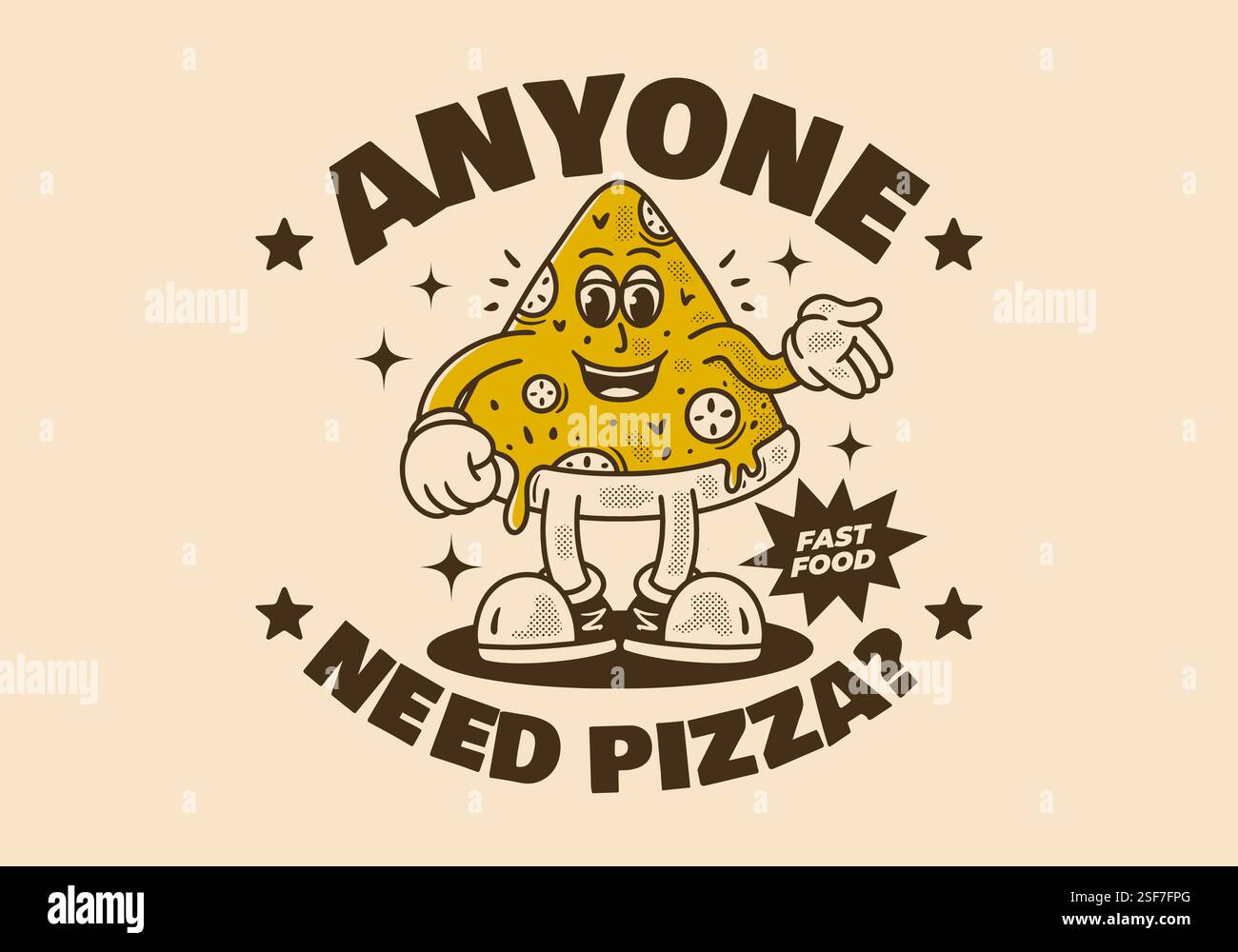 Anyone need pizza. Mascot character illustration of pizza slice in ...