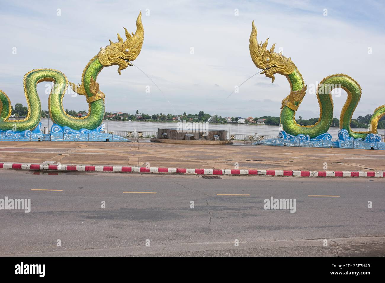 the naga statue at nong khai, a city at mekong river in north est ...