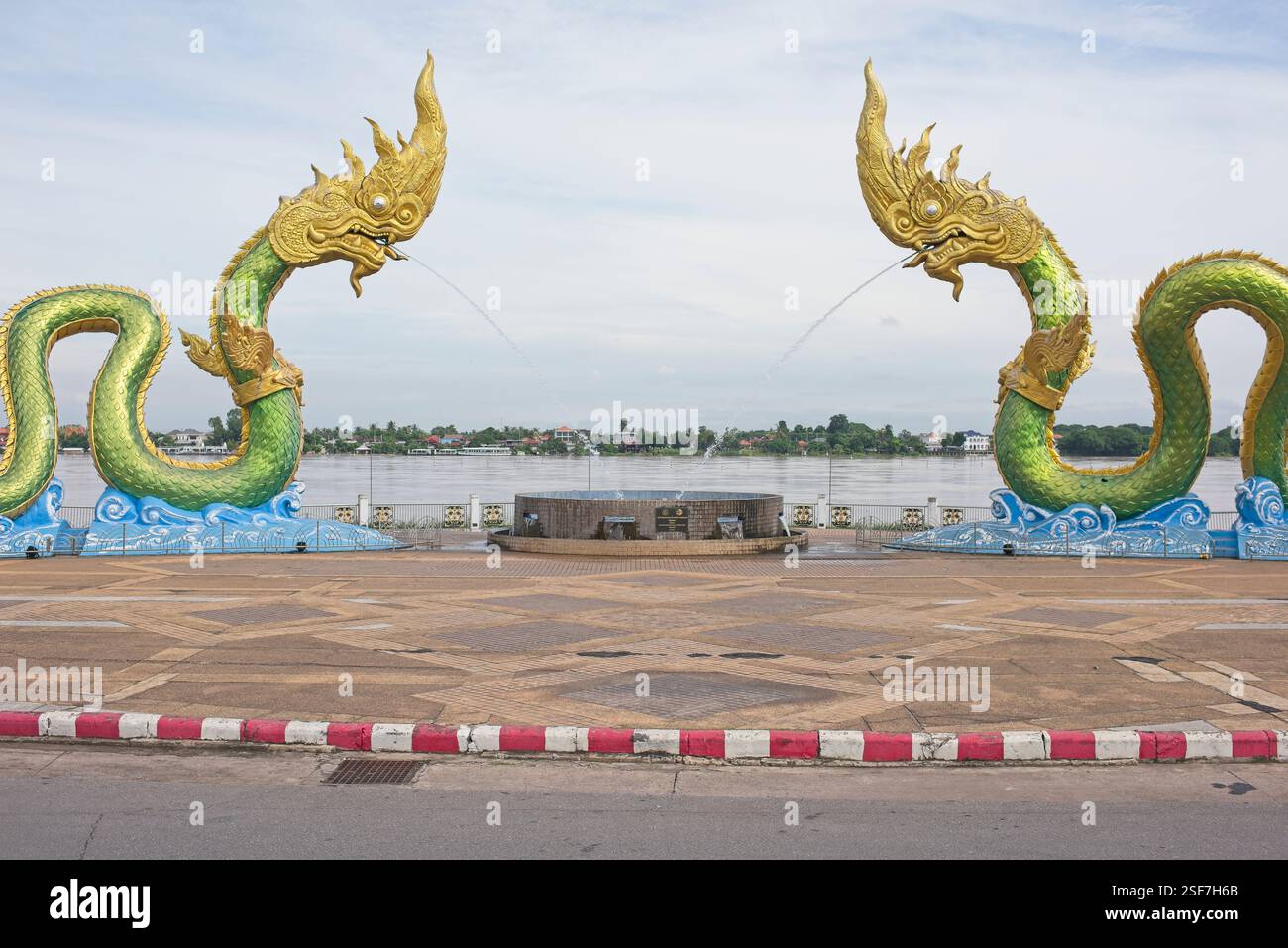 the naga statue at nong khai, a city at mekong river in north est ...