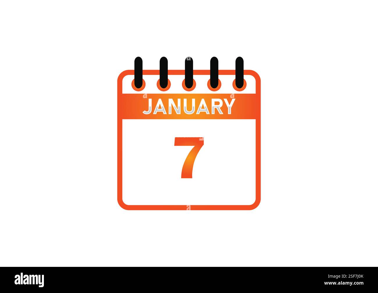 January 7, Calendar icon and Time planner Daily Calendar reminder ...