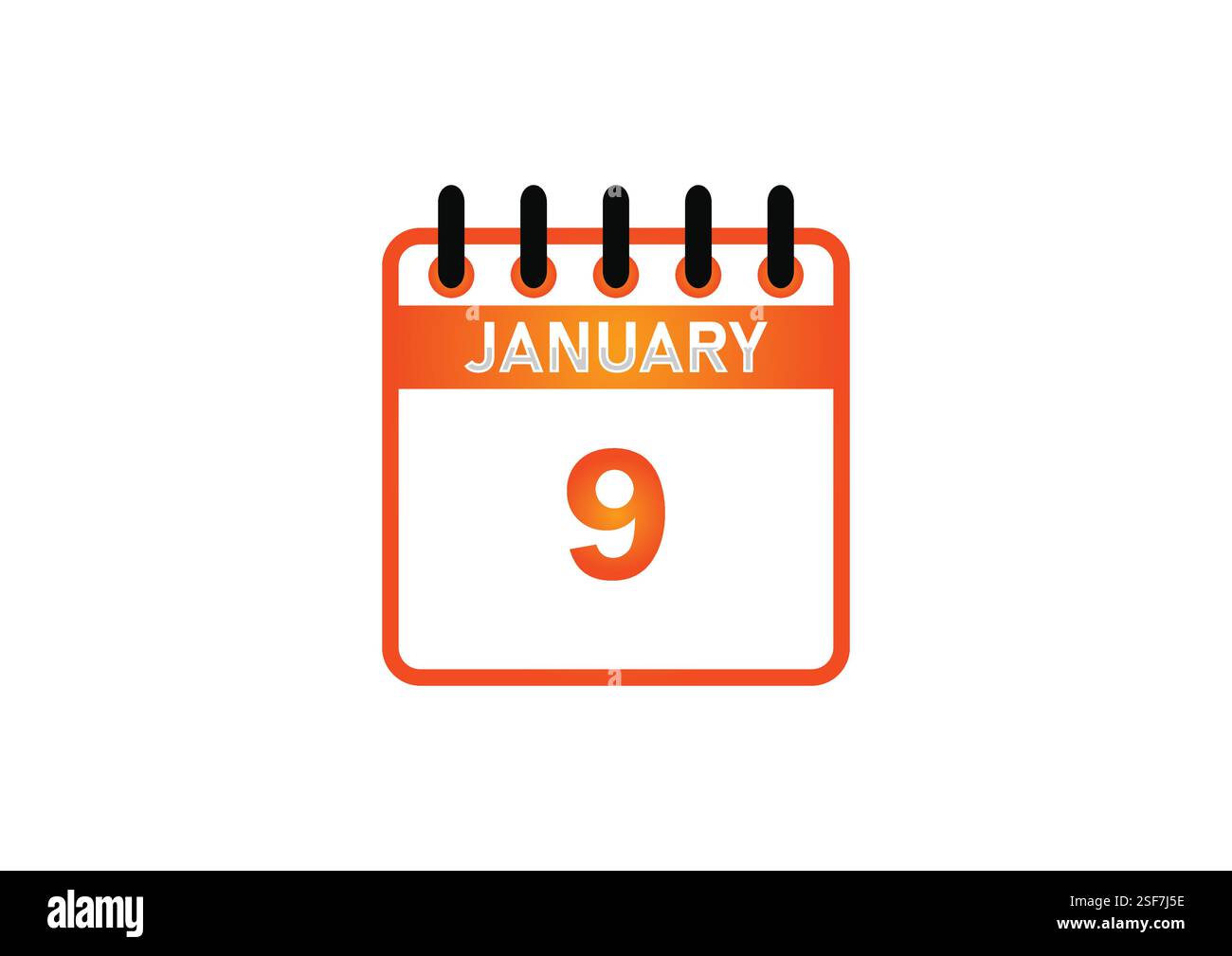January 9, Calendar icon and Time planner Daily Calendar reminder ...