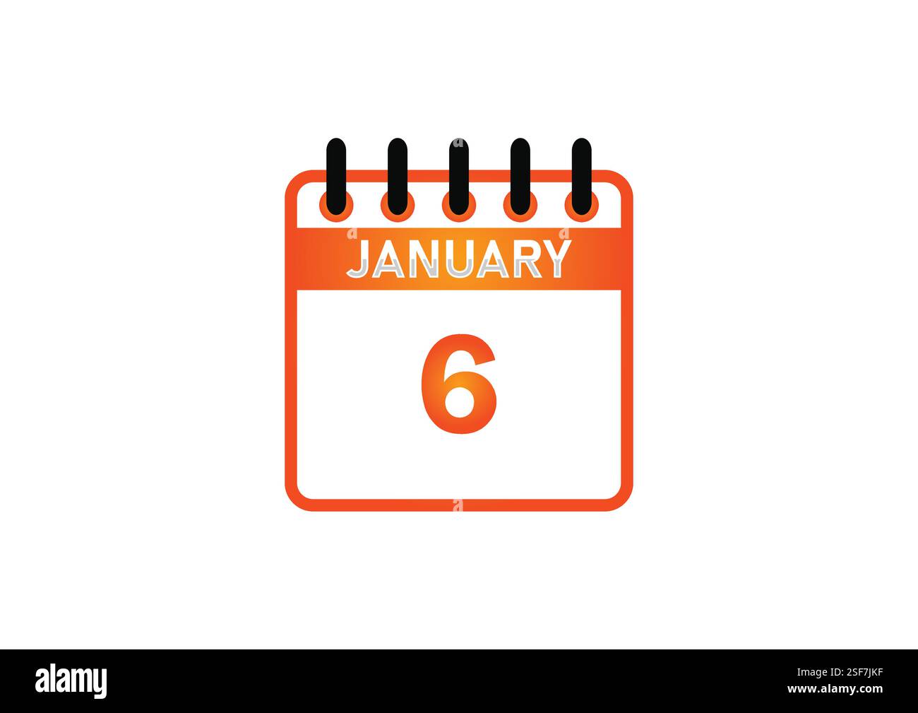January 6, Calendar icon and Time planner Daily Calendar reminder ...