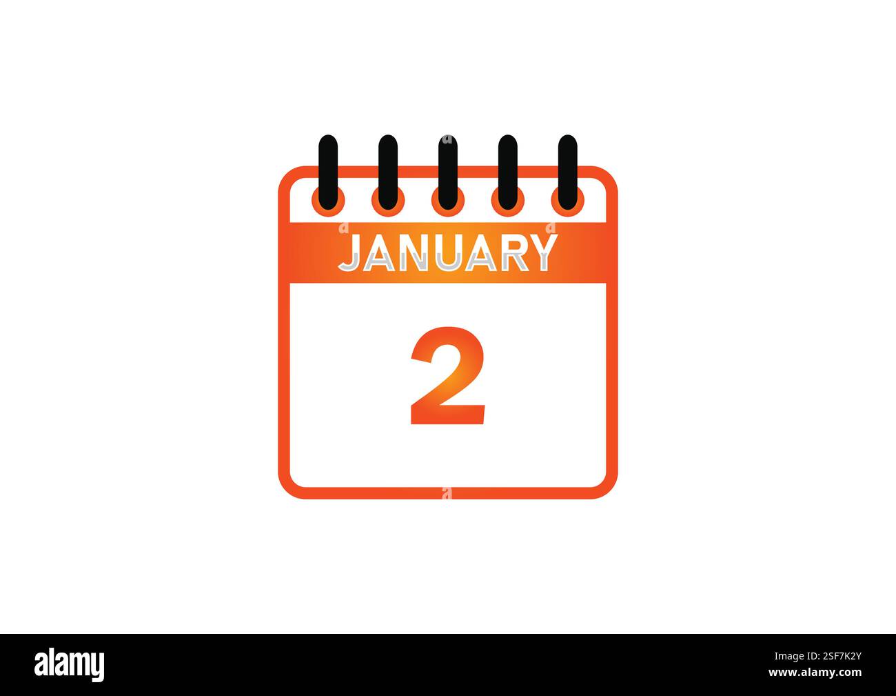 January 2, Calendar icon and Time planner Daily Calendar reminder ...