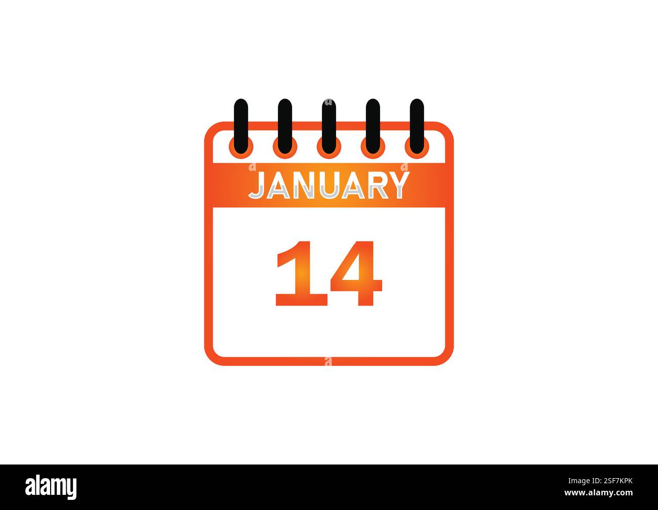 January 14, Calendar icon and Time planner Daily Calendar reminder ...