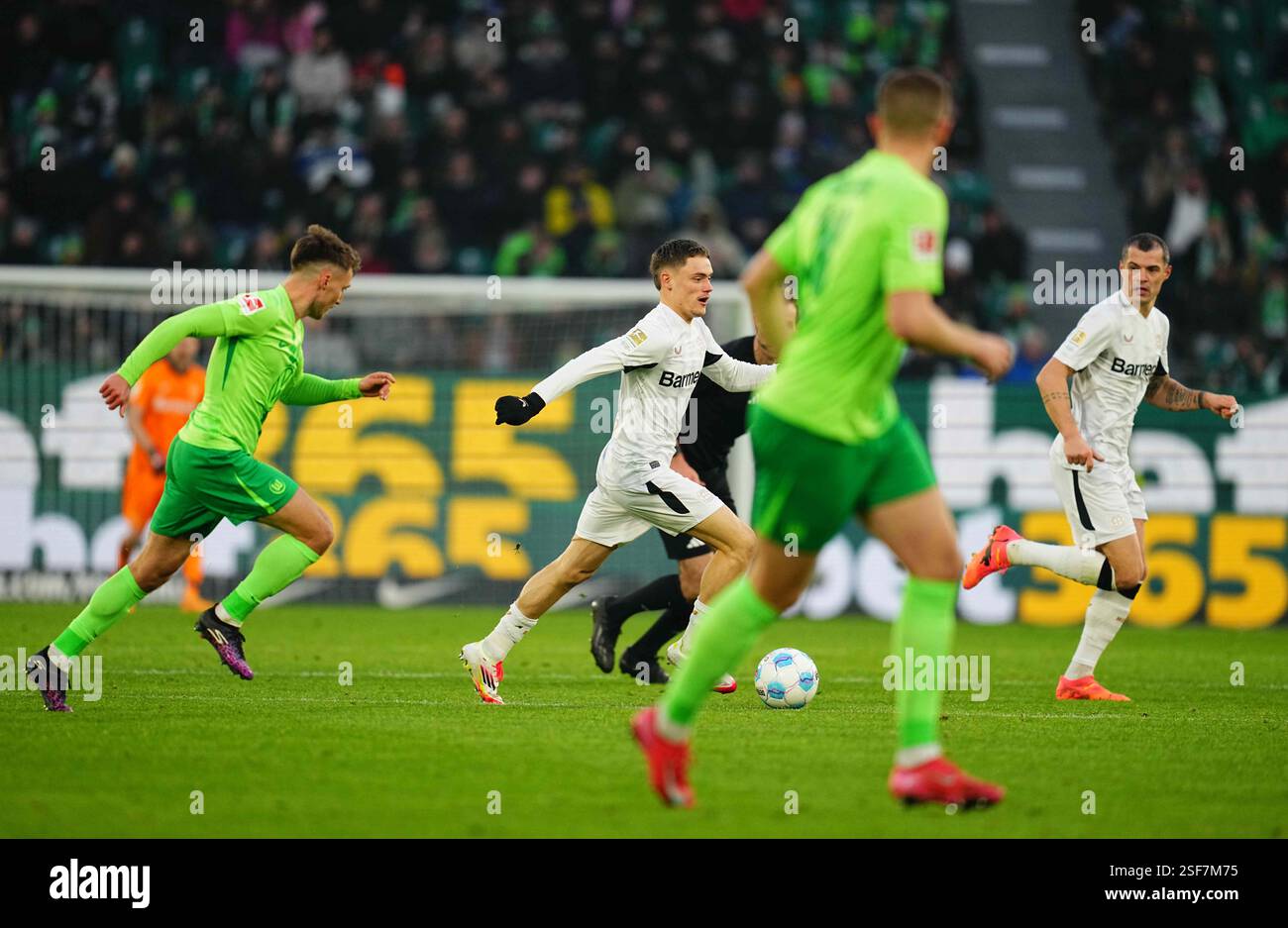 Volkswagen Arena, Wolfsburg, Germany. 08th Feb, 2025. Florian Wirtz of Bayer 04 Leverkusen ...