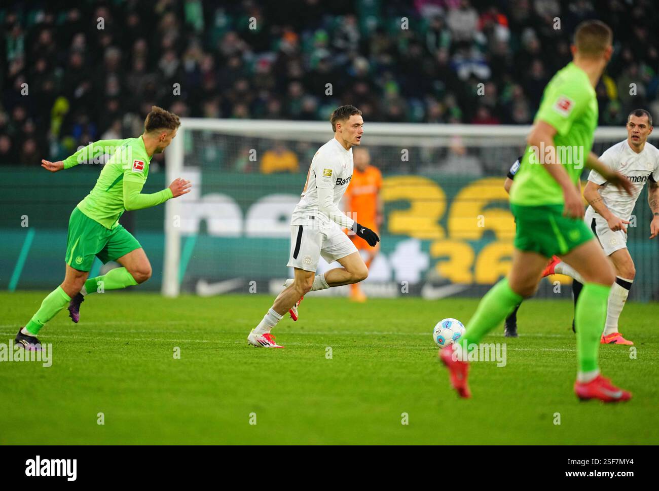 Volkswagen Arena, Wolfsburg, Germany. 08th Feb, 2025. Florian Wirtz of Bayer 04 Leverkusen ...