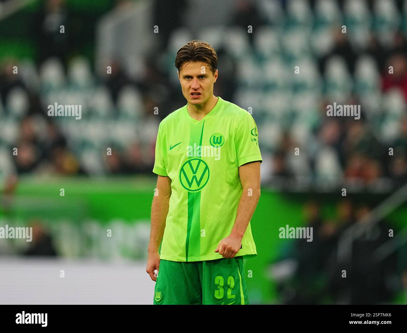 Volkswagen Arena, Wolfsburg, Germany. 08th Feb, 2025. Mattias Svanberg ...