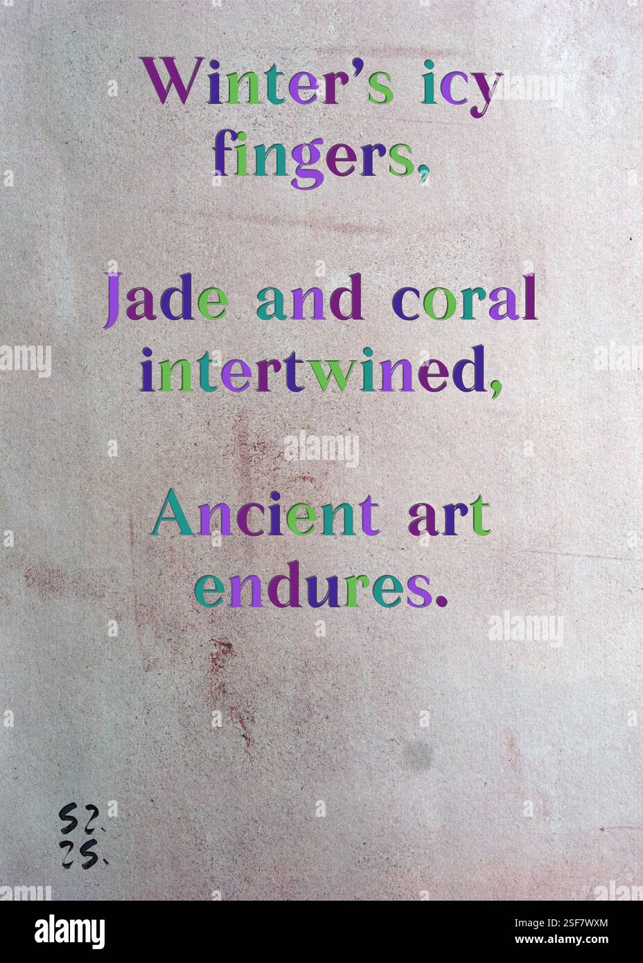 Winter's icy fingers, Jade and coral intertwined, Ancient art endures ...
