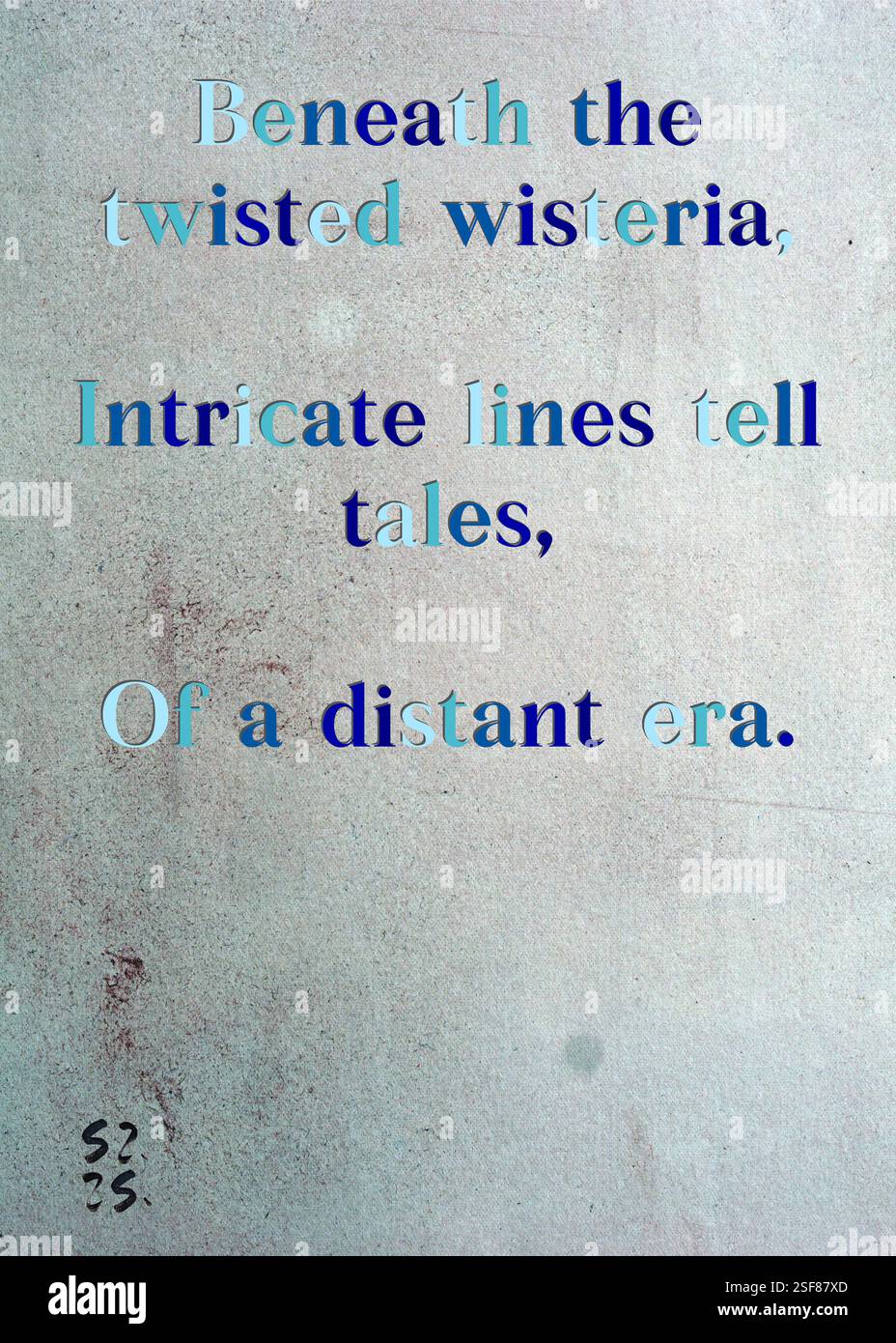 Beneath the twisted wisteria, Intricate lines tell tales, Of a distant ...