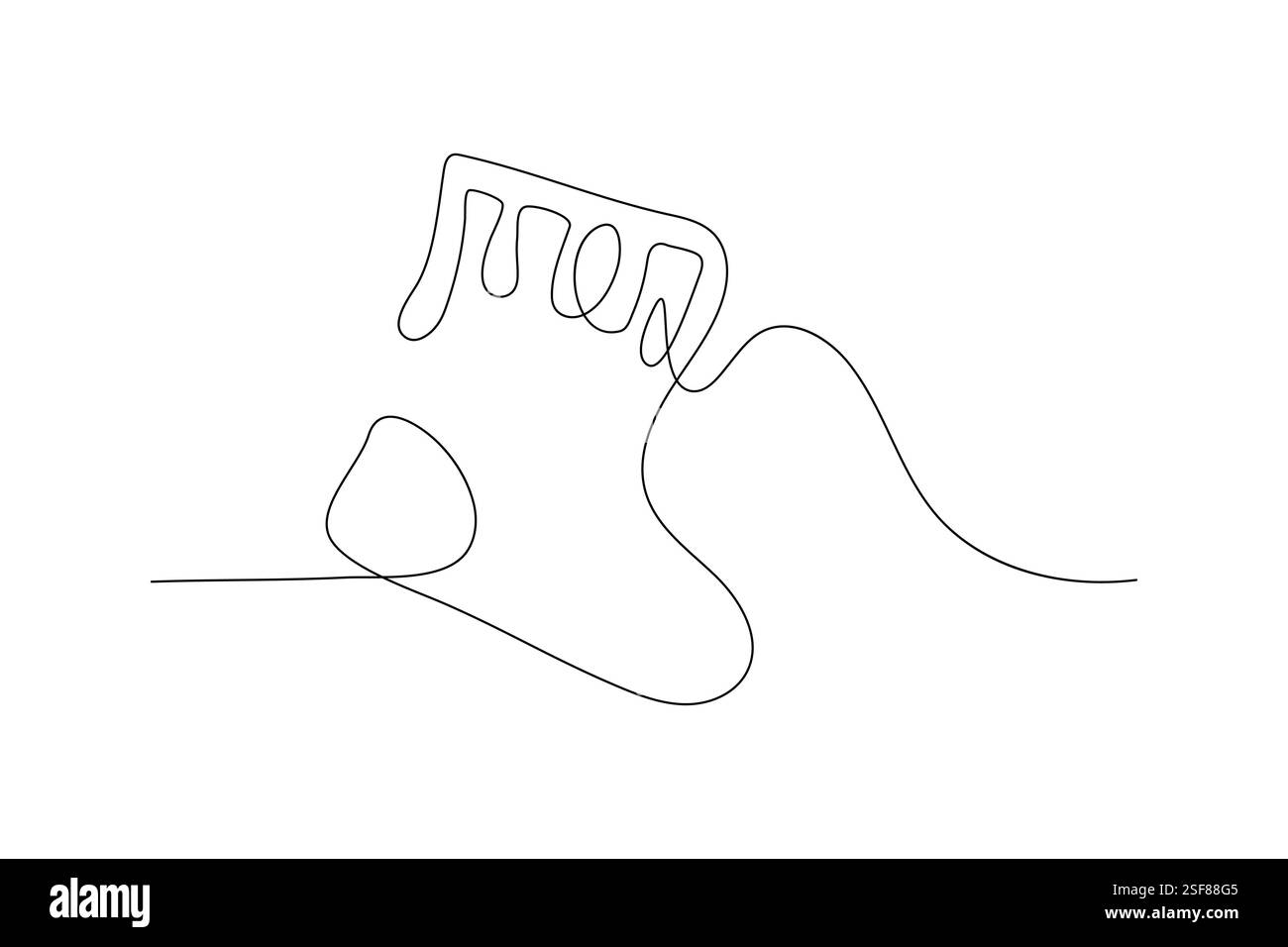 Simple line drawing of a boot and a playful swish design on plain ...