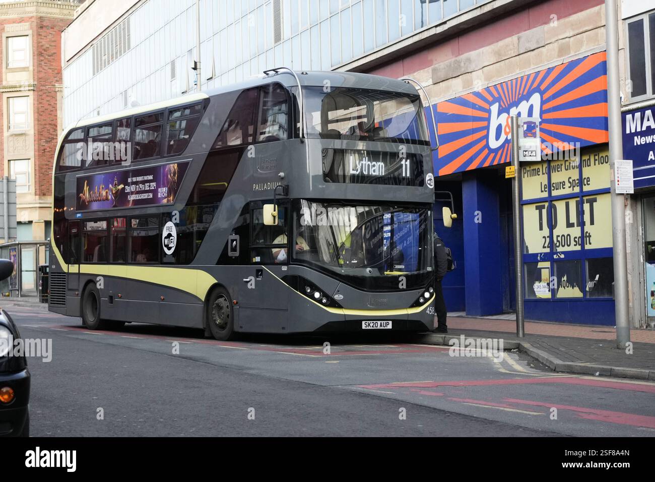 Double Decker Bus in Blackpool .Number 11 to Lytham Stock Photo - Alamy
