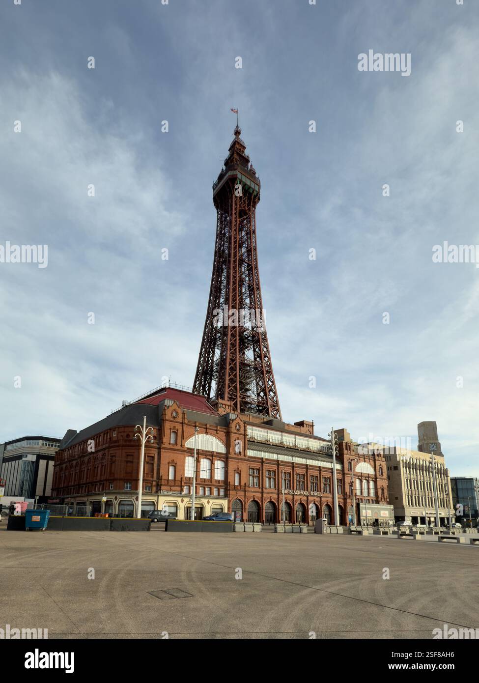 Blackpool tower and tower ballroom building on the seafront promenade ...