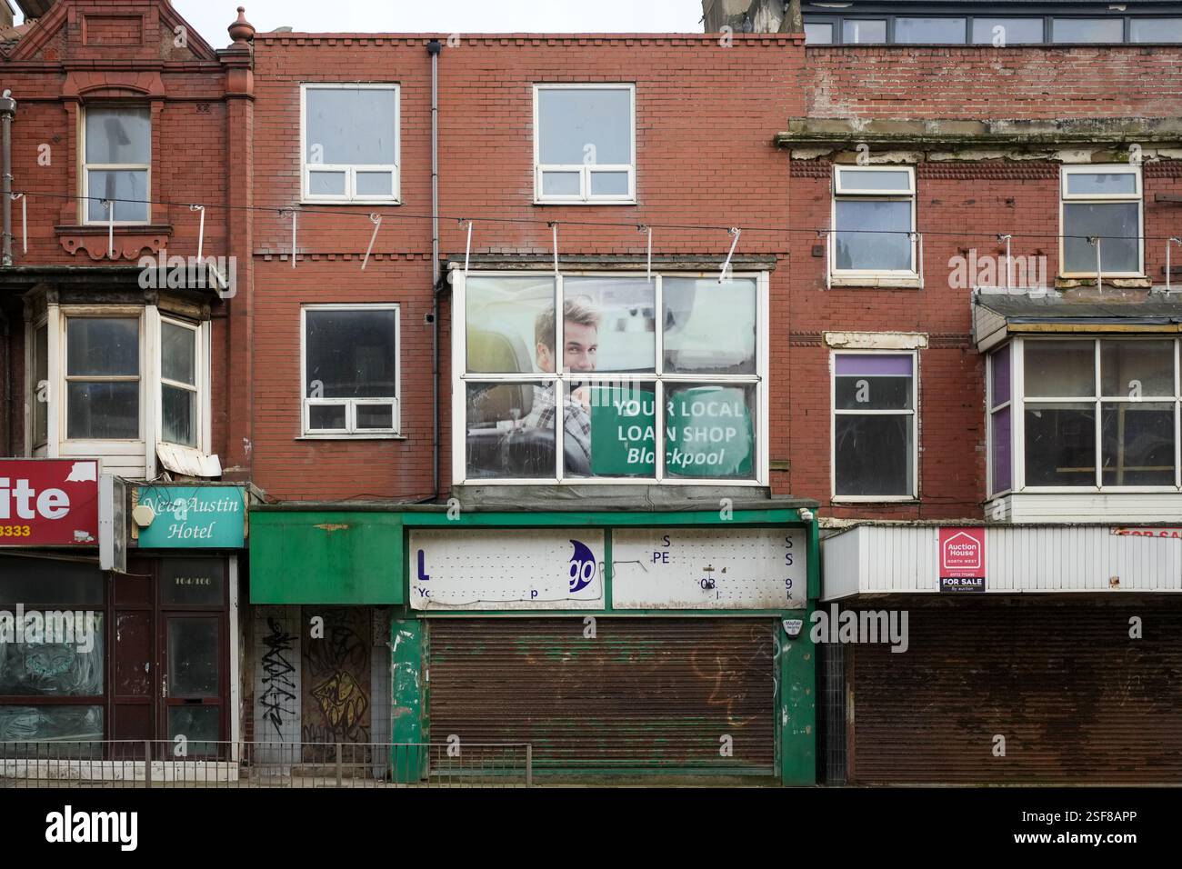 Closed shops in winter Blackpool UK Stock Photo - Alamy