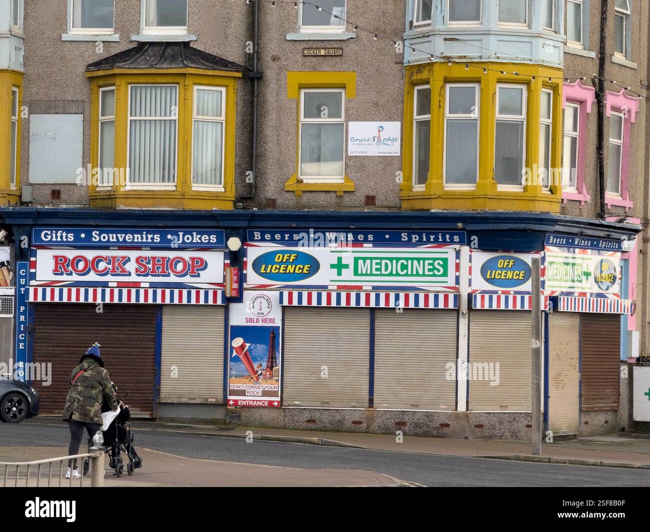 Closed shops in winter Blackpool UK Stock Photo - Alamy