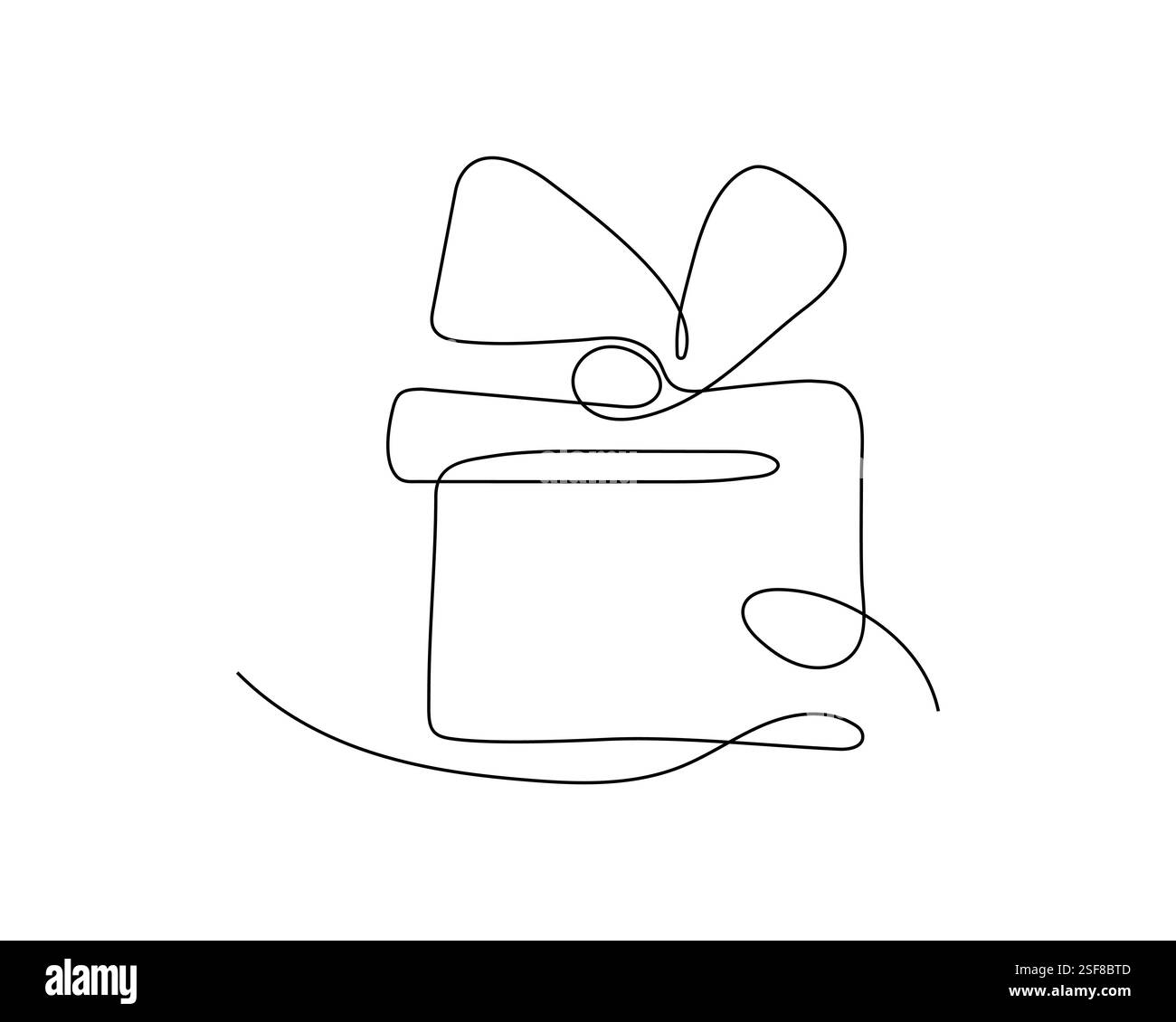 Minimalist line drawing of a gift with a bow Stock Vector Image & Art ...