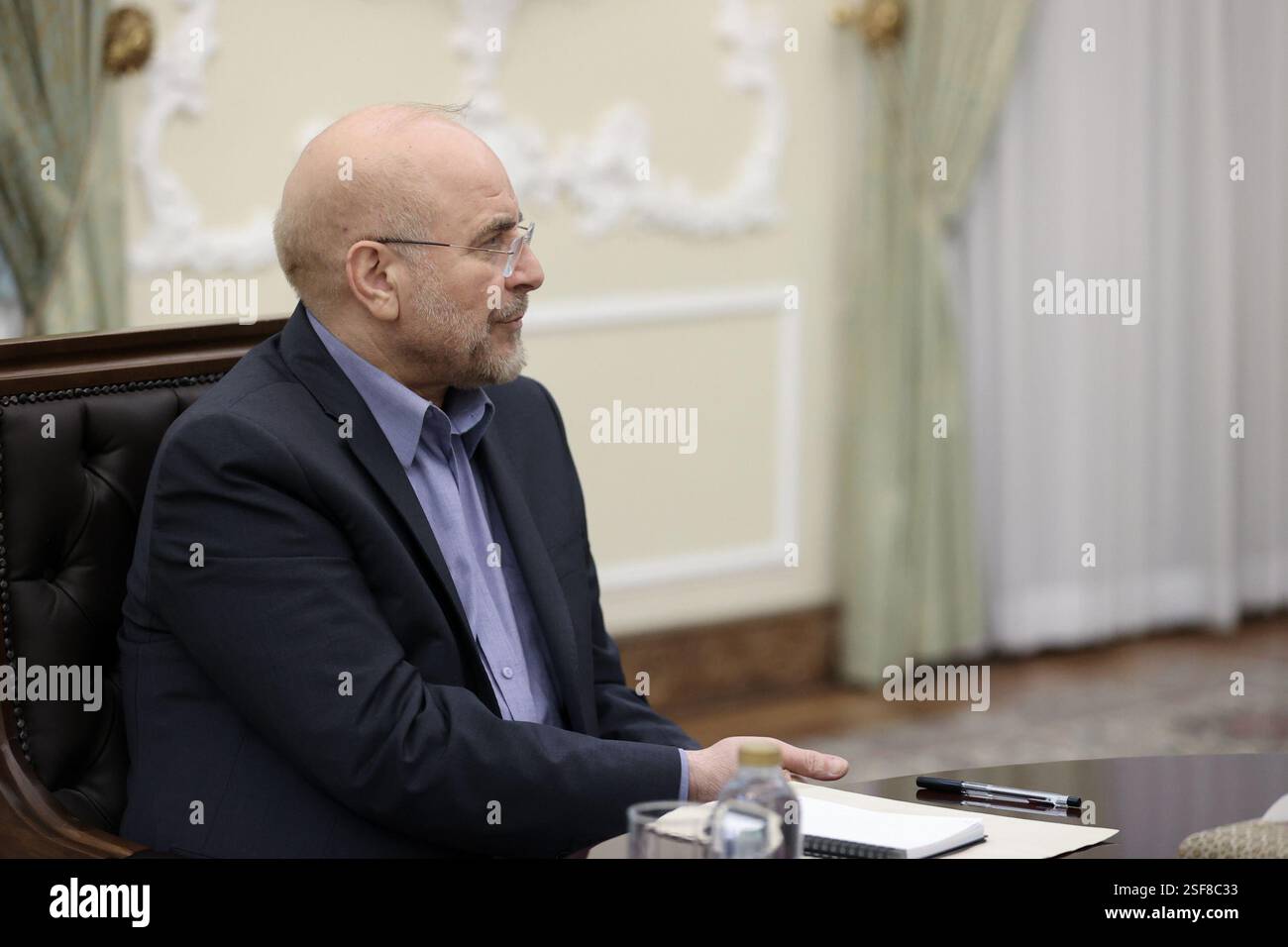 Tehran, Iran. 8th Feb, 2025. Iranian Speaker of the Parliament MOHAMMAD BAGHER GHALIBAF attends ...