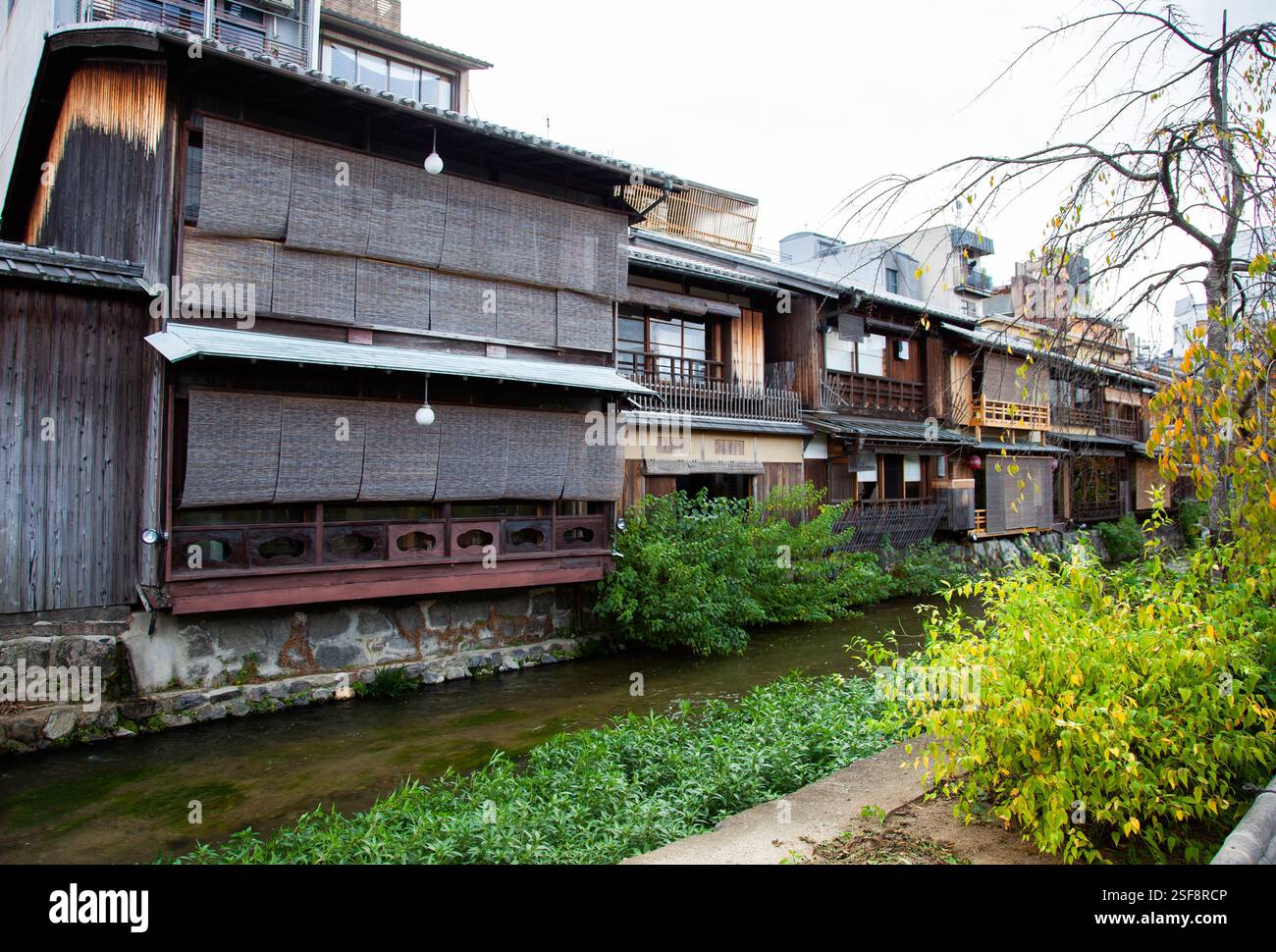 GION, KYOTO, JAPAN - Traditional old Japanese wood houses in Kyoto on a ...