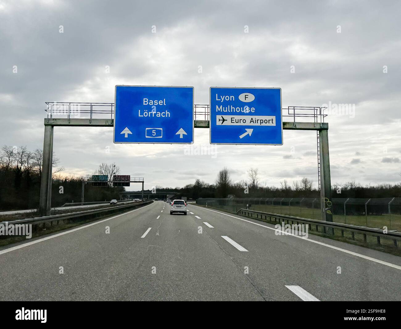 Basel, Deutschland, Europa, Autobahnschild, Dreiländereck, Lörrach ...