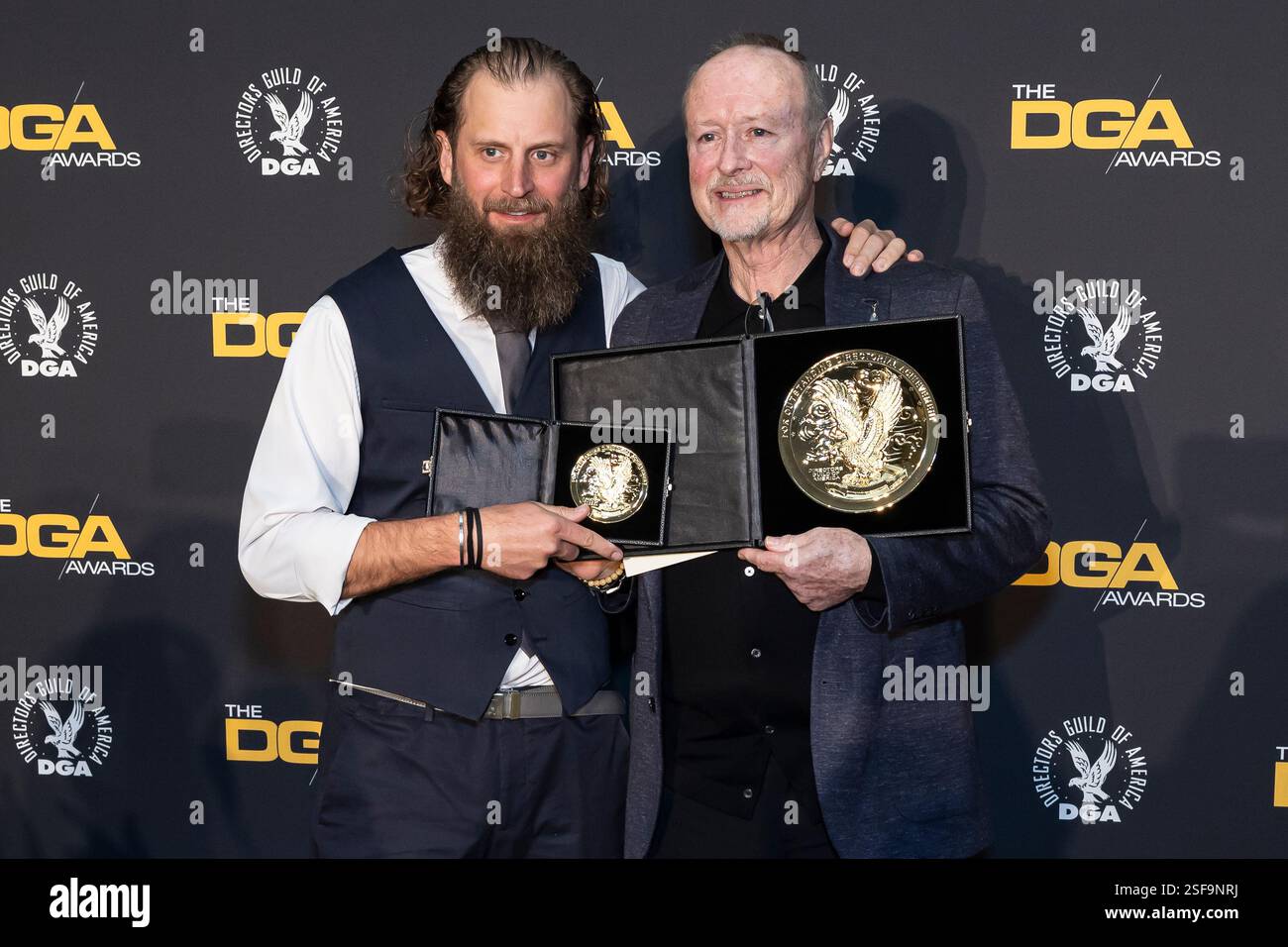 Beverly Hills, USA. 08th Feb, 2025. Jeff Simms and Neil DeGroot pose in ...