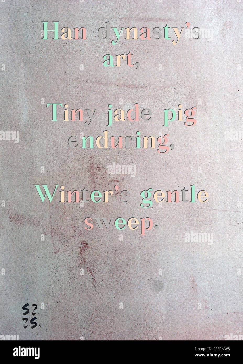Han dynasty's art, Tiny jade pig enduring, Winter's gentle sweep ...