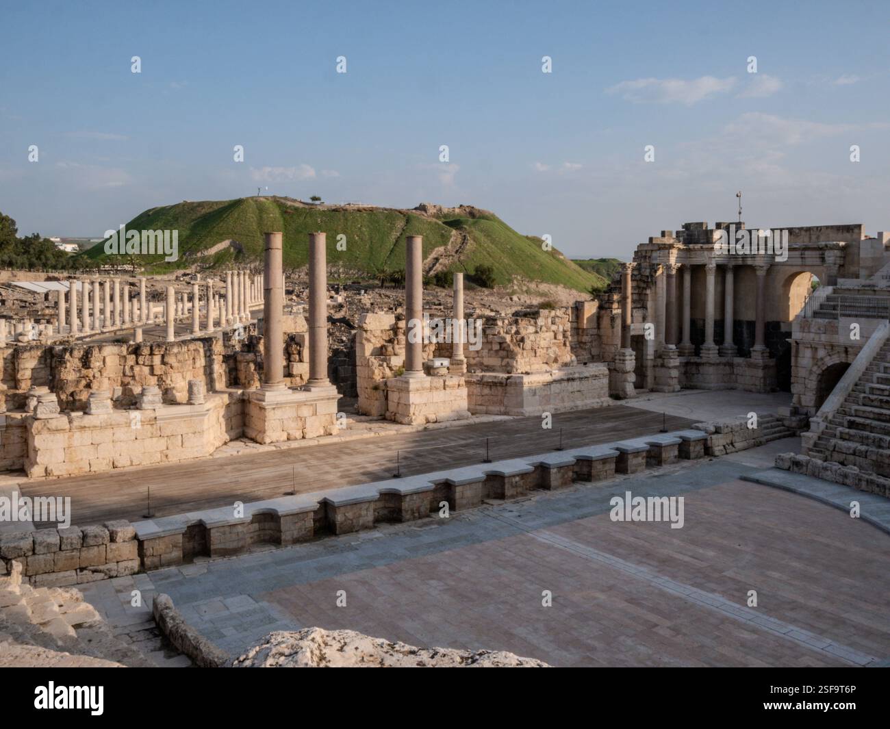 The ancient Tell of Beth Shean in the background with the Roman and ...