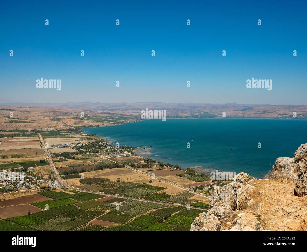 Looking out over the Sea of Galilee/Kinneret, Israel/Palestine, from on ...