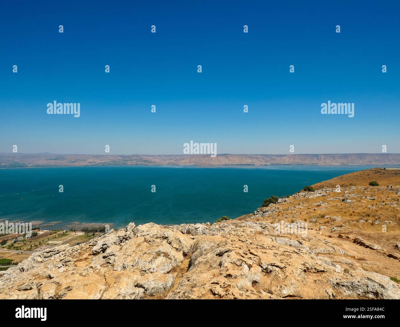 Looking out over the Sea of Galilee/Kinneret, Israel/Palestine, from on ...