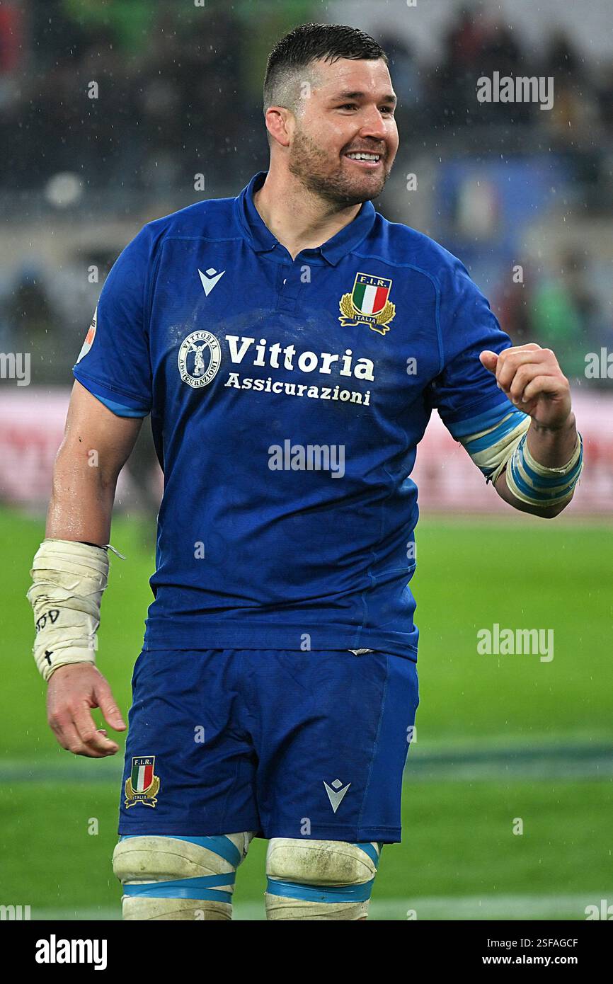 Sebastian Negri of Italy celebrate the victory at the end match during ...