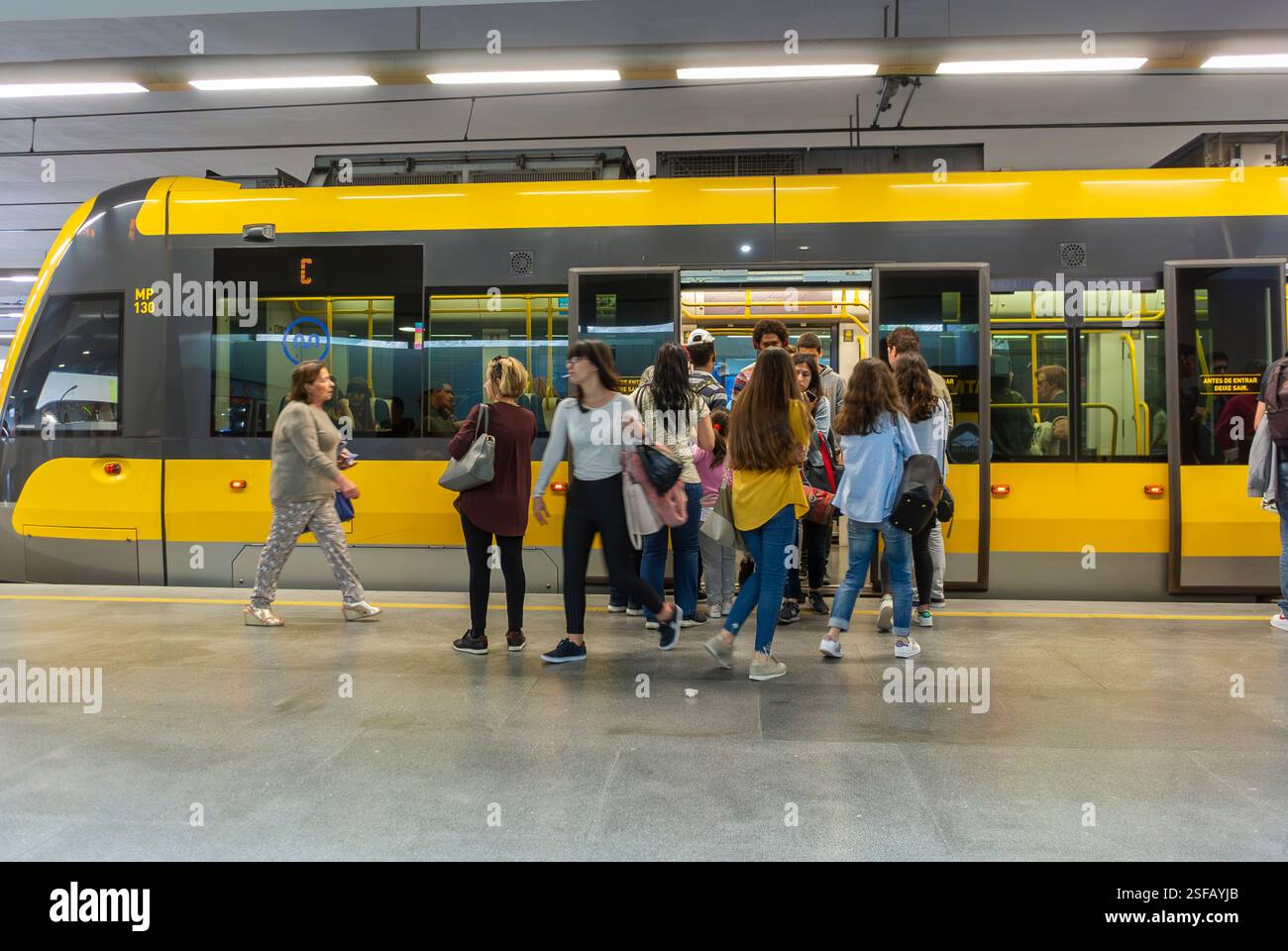 Porto, Portugal, View inside Public transportation, Train Station ...