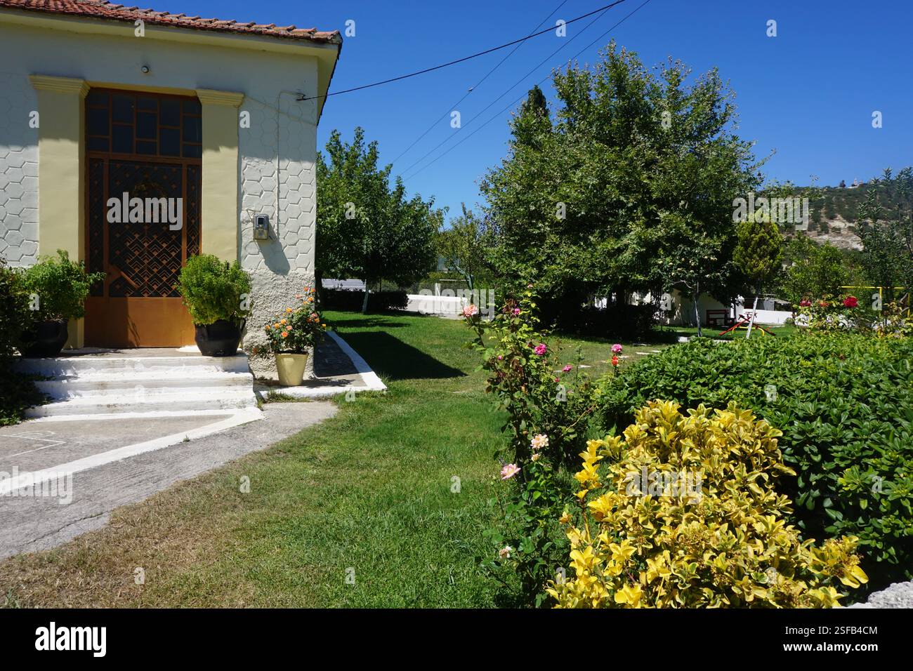 A traditional building in Chania with a tiled roof and a beautiful ...