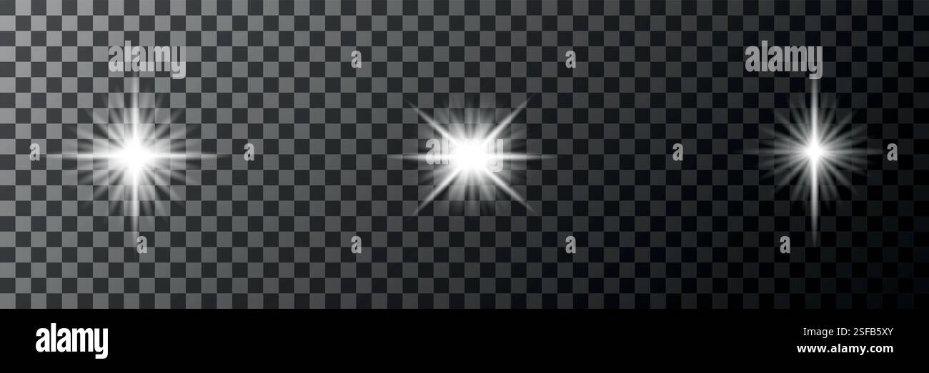 Bright Glowing Light Effects On Transparent Background Stock Vector ...