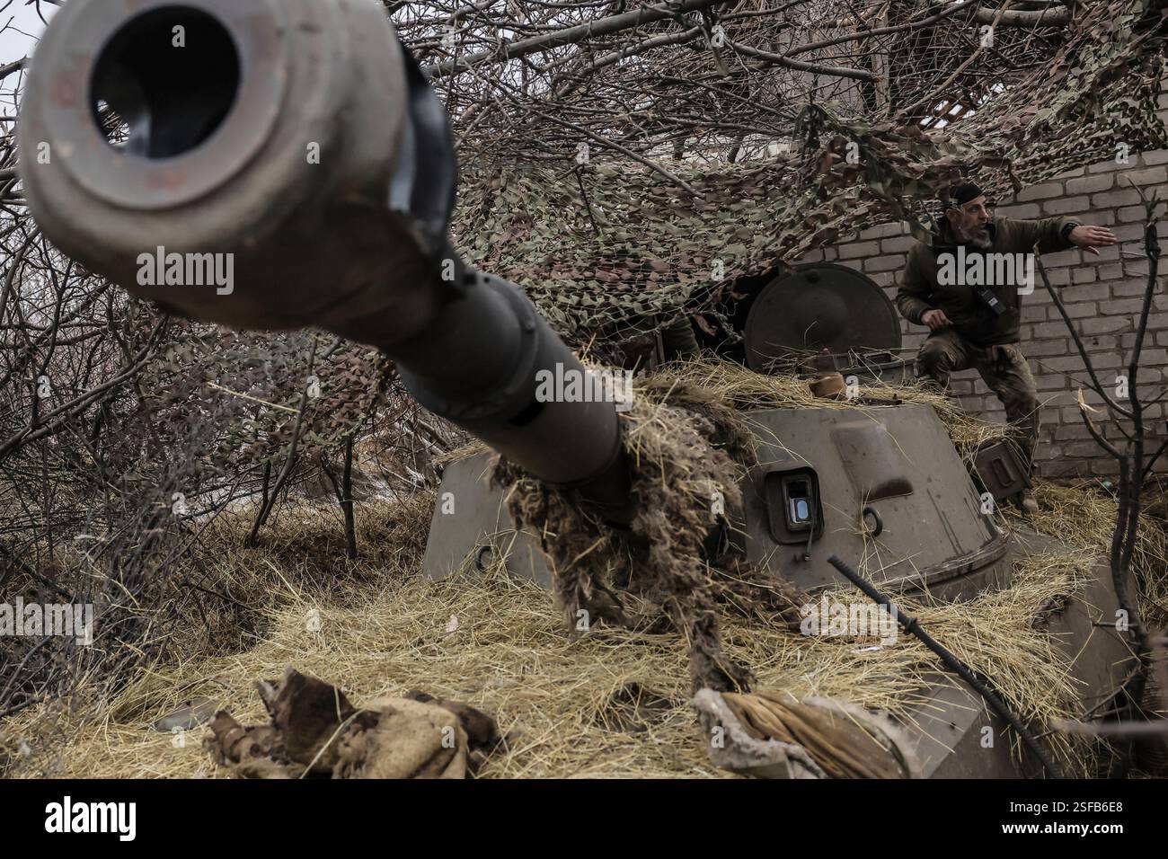 In this photo provided by Ukraine's 24th Mechanised Brigade press ...