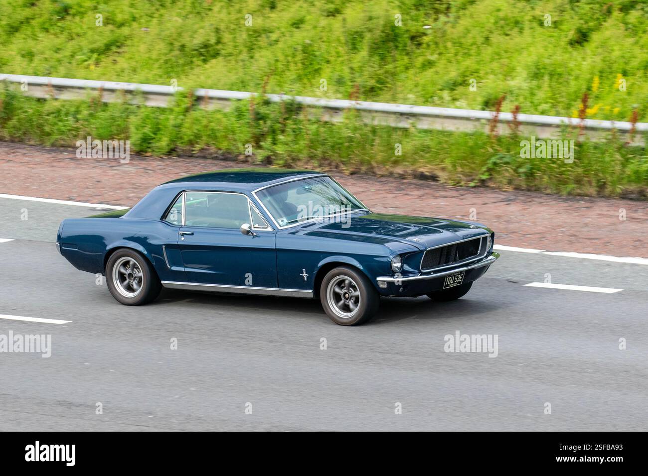 1968 60s sixties Ford Mustang travelling on the M6 motorway, UK Stock ...