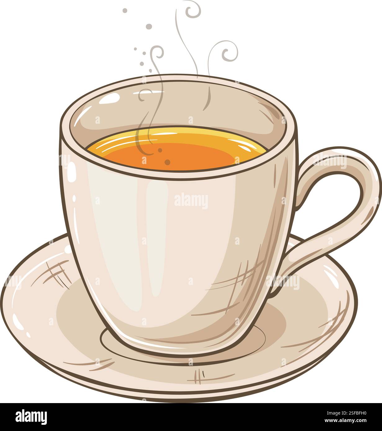 Cup of Tea Colored Vector Illustration Stock Vector Image & Art - Alamy