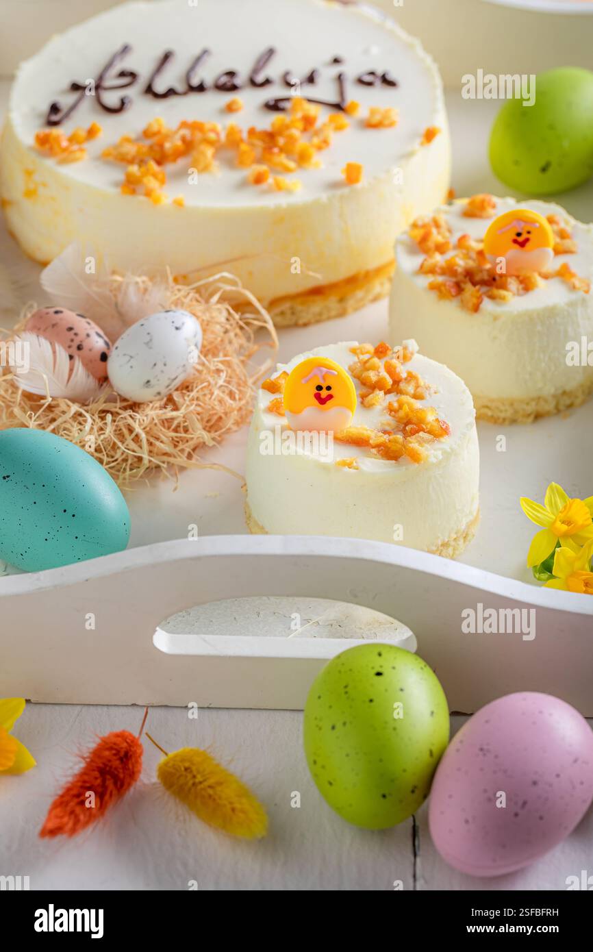 Sweet Easter curd pudding as classic Easter dessert. Curd pudding ...