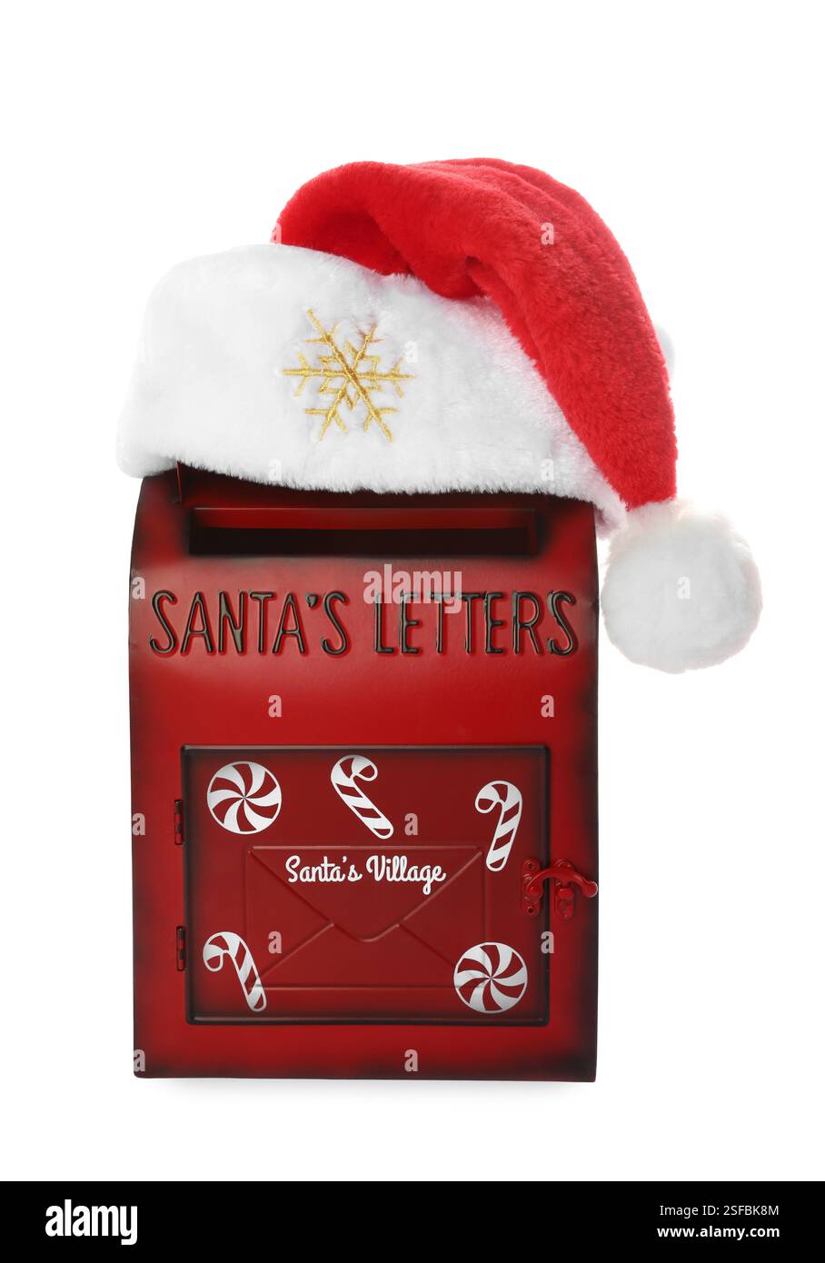Santa Claus mail box with hat isolated on white. Christmas tradition ...
