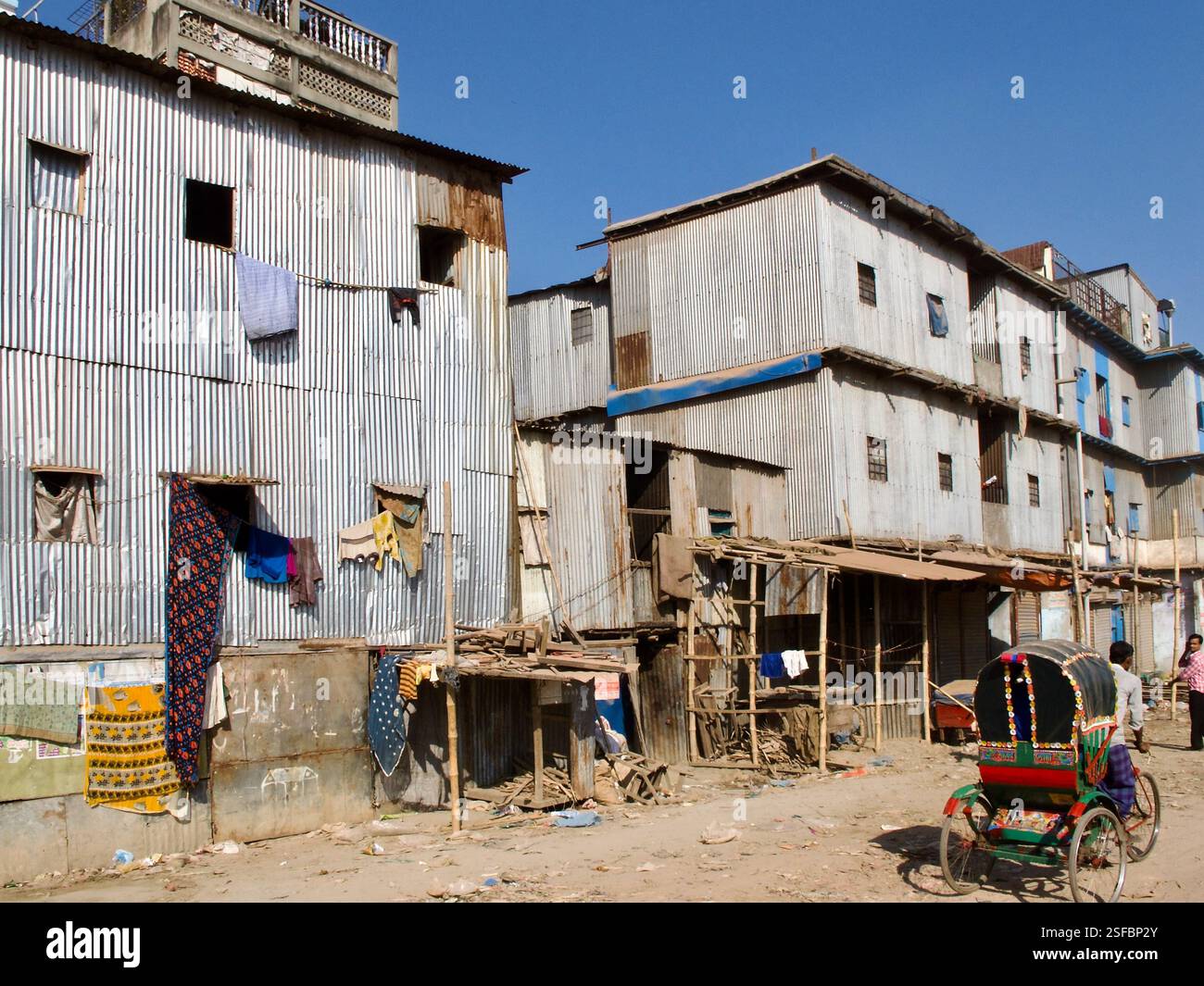 Informal settlement along Showari Ghat, Dhaka, Bangladesh, showcasing ...