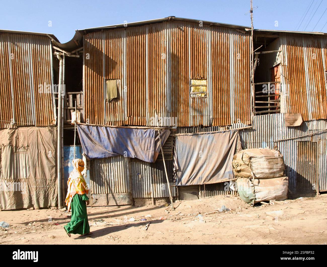 Informal settlement along Showari Ghat, Dhaka, Bangladesh, showcasing ...